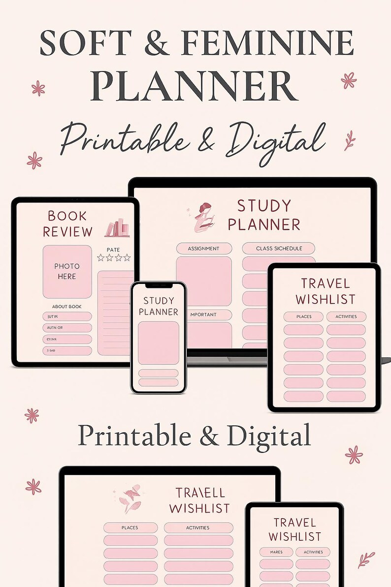Pink Floral Digital Planner: Goodnotes & Printable PDF - Etsy