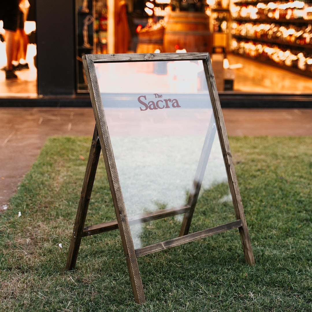 Modern Wooden A-frame Sidewalk Sign: Cafe, Bar, Restaurant Display ...
