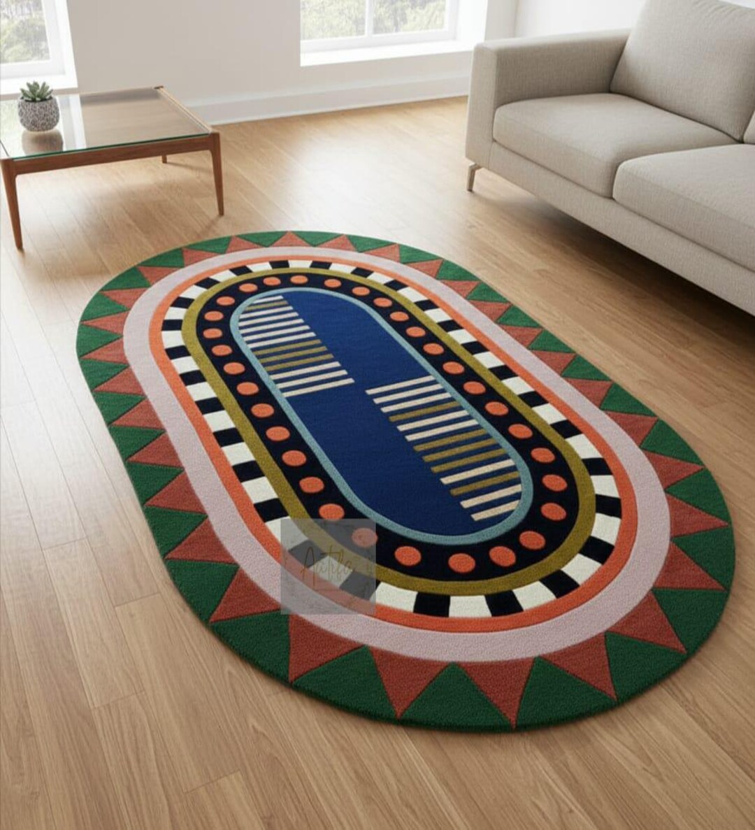 Alternative Mid-century Modern Abstract Multi-color Oval Rug - Etsy