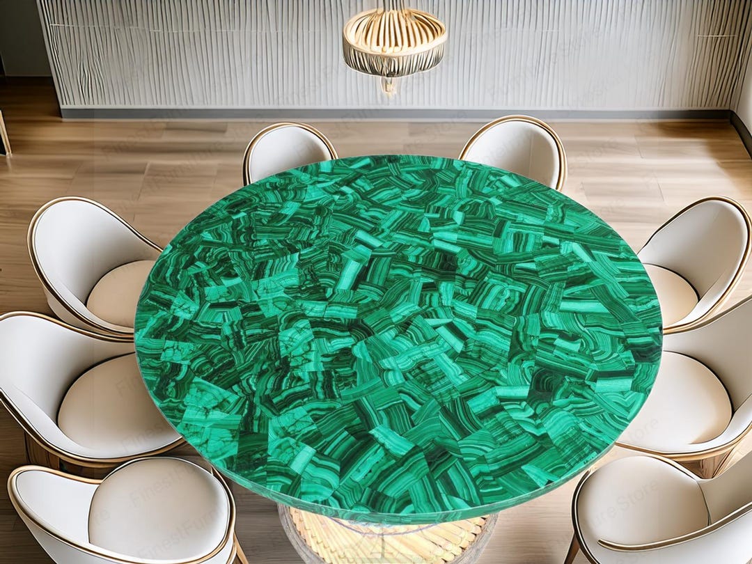 Luxury Malachite Round Dining Table | Green Gemstone-inspired ...