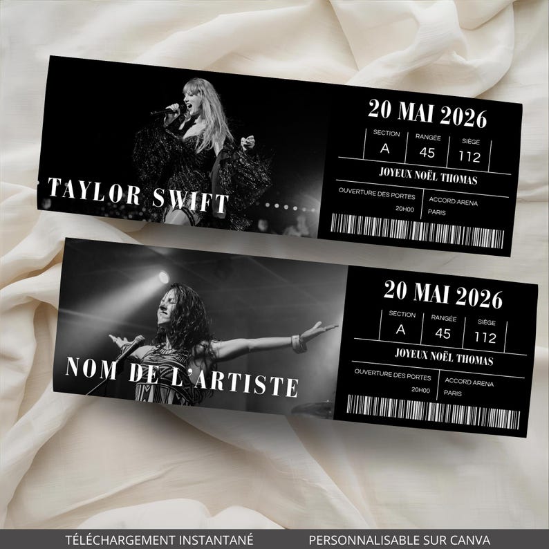 Billet De Concert Cadeau Personnalisé - Etsy