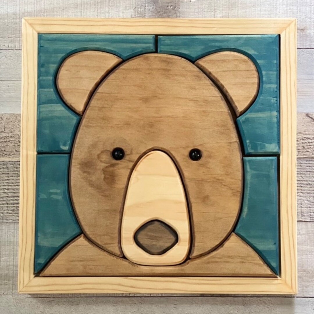Wooden Bear Puzzle Animal Puzzle Children's Puzzle - Etsy