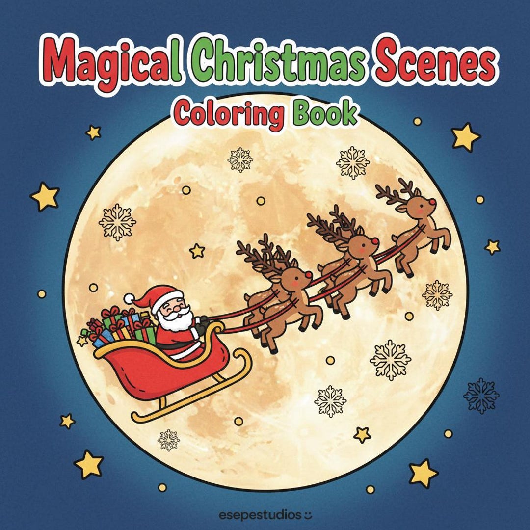 Christmas Scenes Coloring Book: 20 Magical Holiday Pages (printable PDF ...