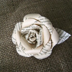 Paper Flower Rose Pin Made With Pages From Jane Austen's Pride and ...