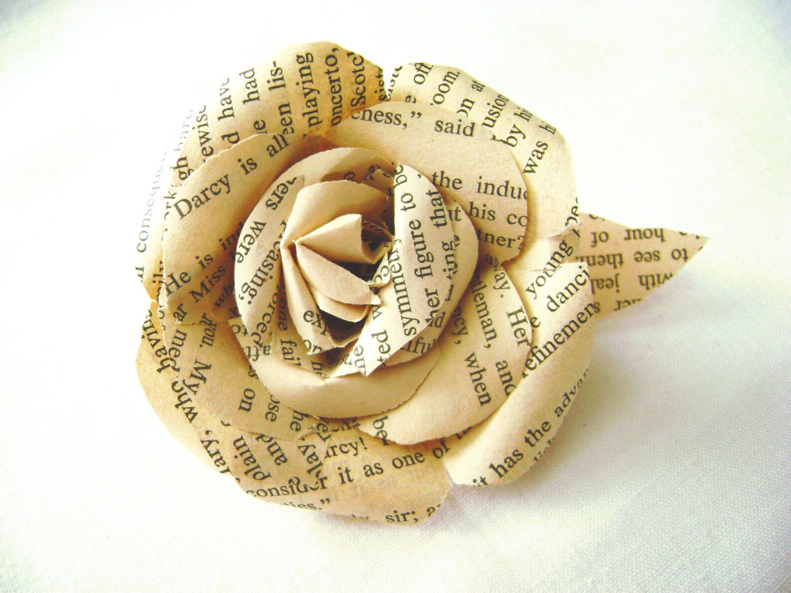 Paper Flower Rose Pin Made With Pages From Jane Austen's Pride and ...