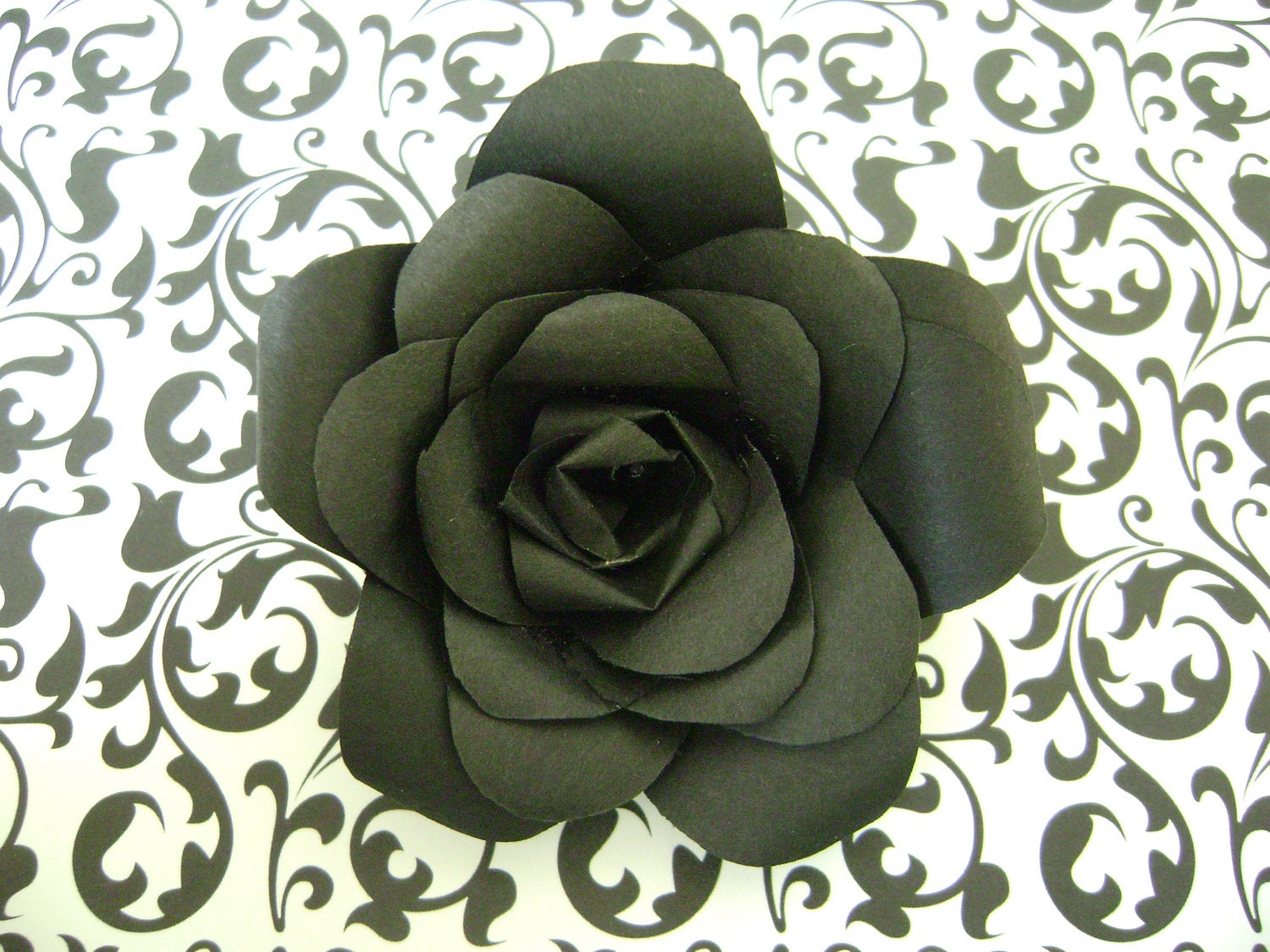 Paper Rose Pin in Black, Paper Flower Brooch or Boutonniere, Black ...