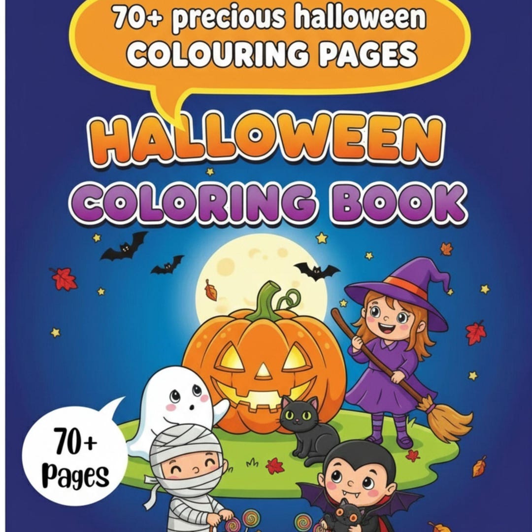 70+ Halloween Coloring Pages for Kids , Cute Halloween Colouring Book ...