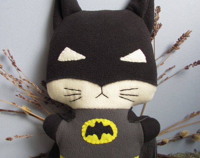 Batcat, the Comic Cat Superhero, Stuffed Animal Plush Toy, Handsewn ...