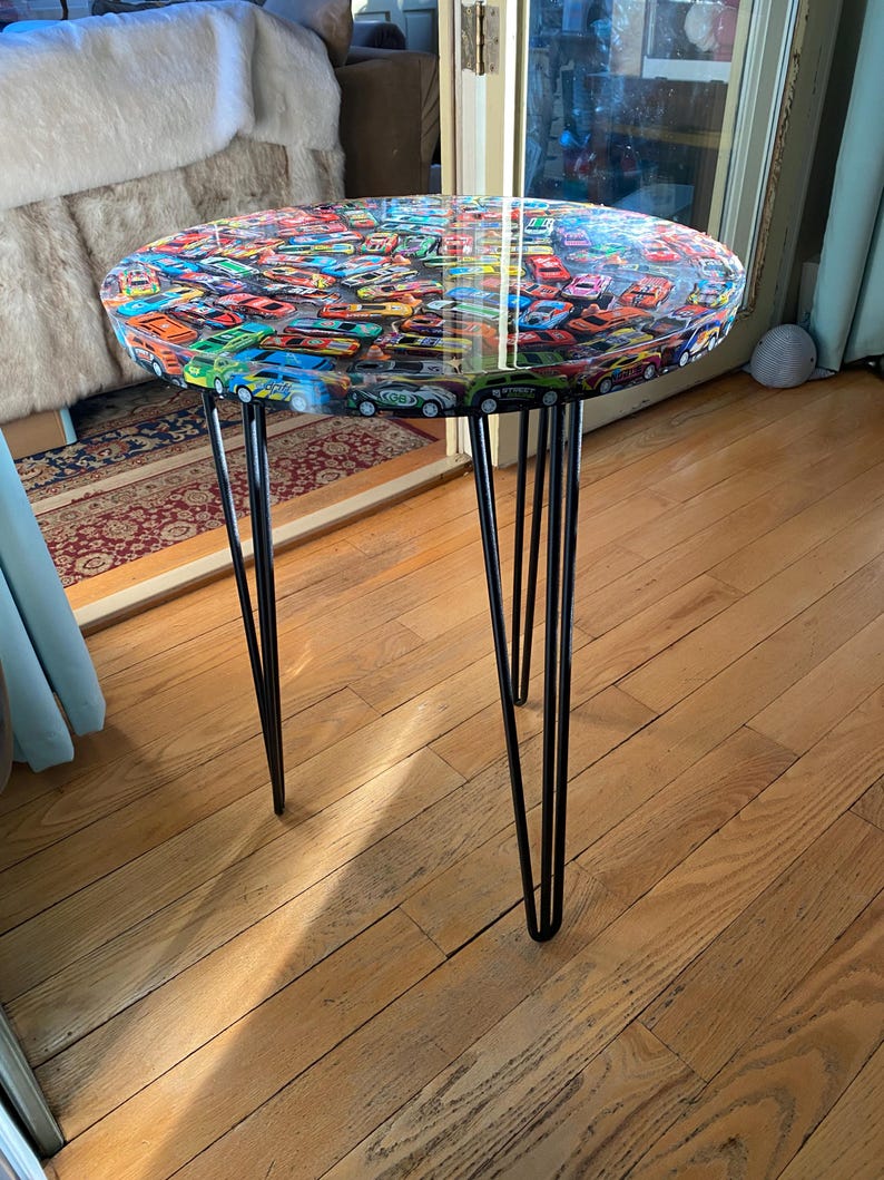 Because Racecar – Handmade Epoxy Art Table (24” Round) - Etsy