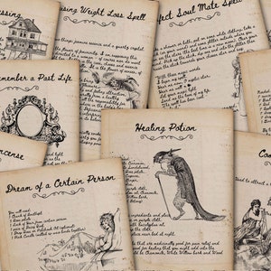 OLD WITCH SPELLS Bundle, 49 Printable Spells, 67 Pages of Old ...