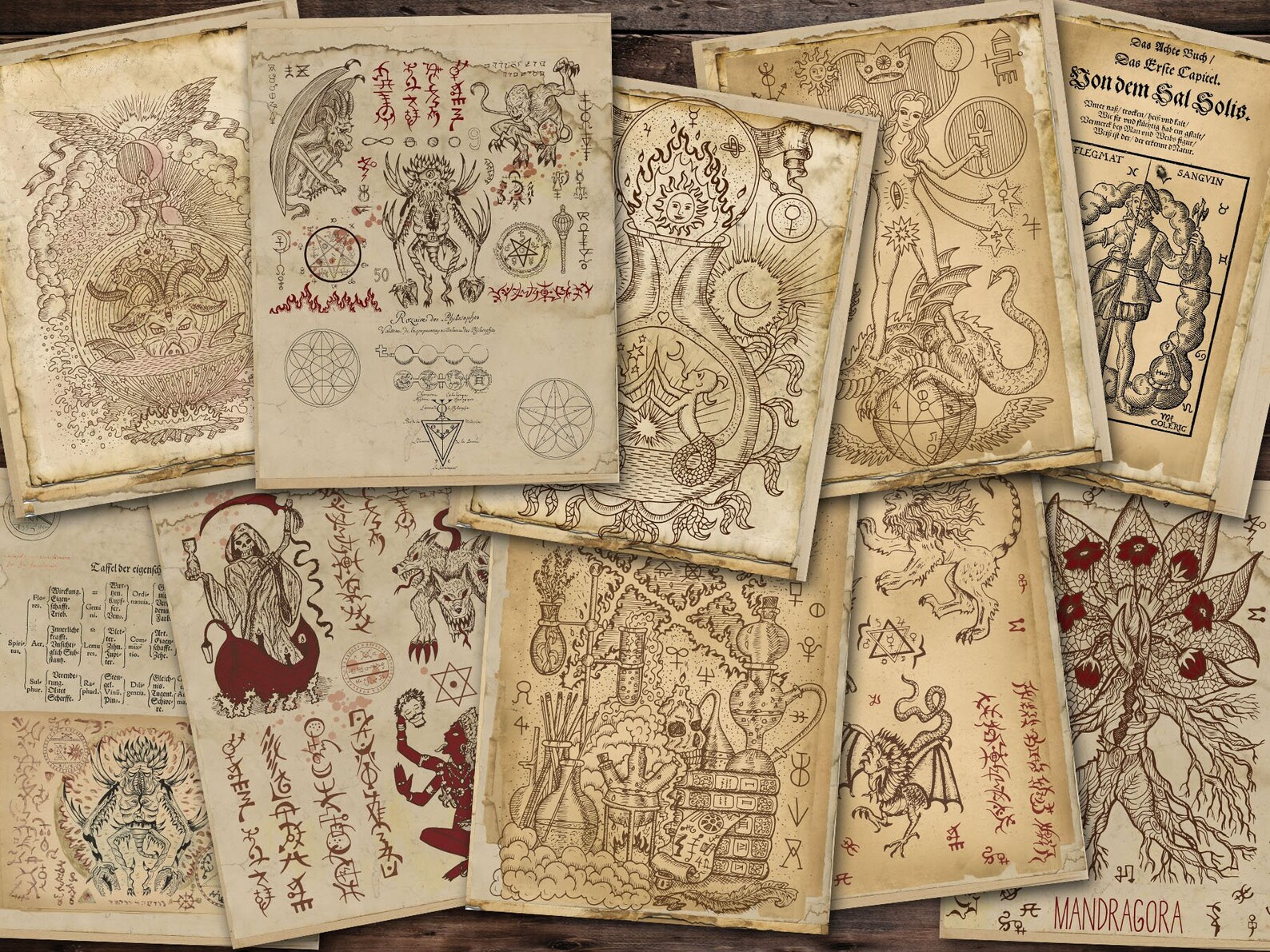 Alchemy Journal: Devil's Bible Grimoire - Occult Sigils, 50 Printable ...