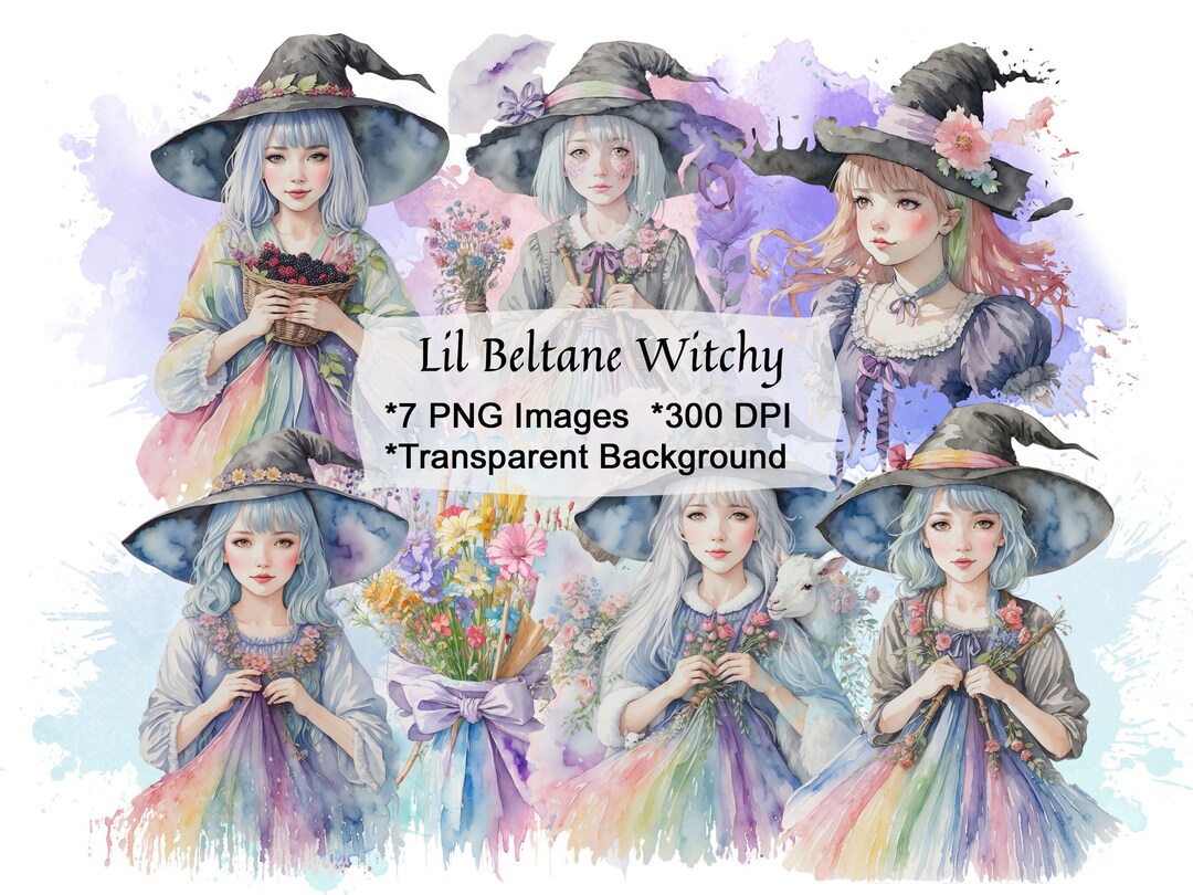 BELTANE WITCH, Magickal Clipart for the Pagan Sabbat, Fantasy Graphics ...