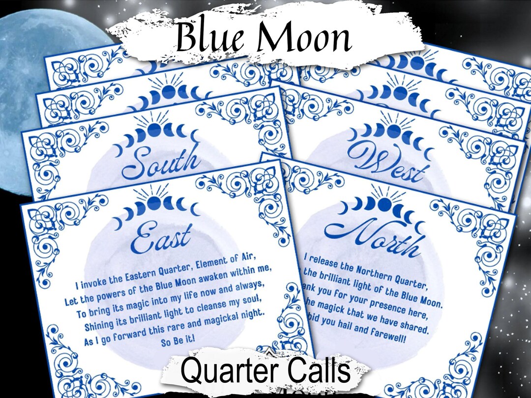 Blue Moon Quarter Call Cards: Wiccan Circle Casting (printable PDF) - Etsy