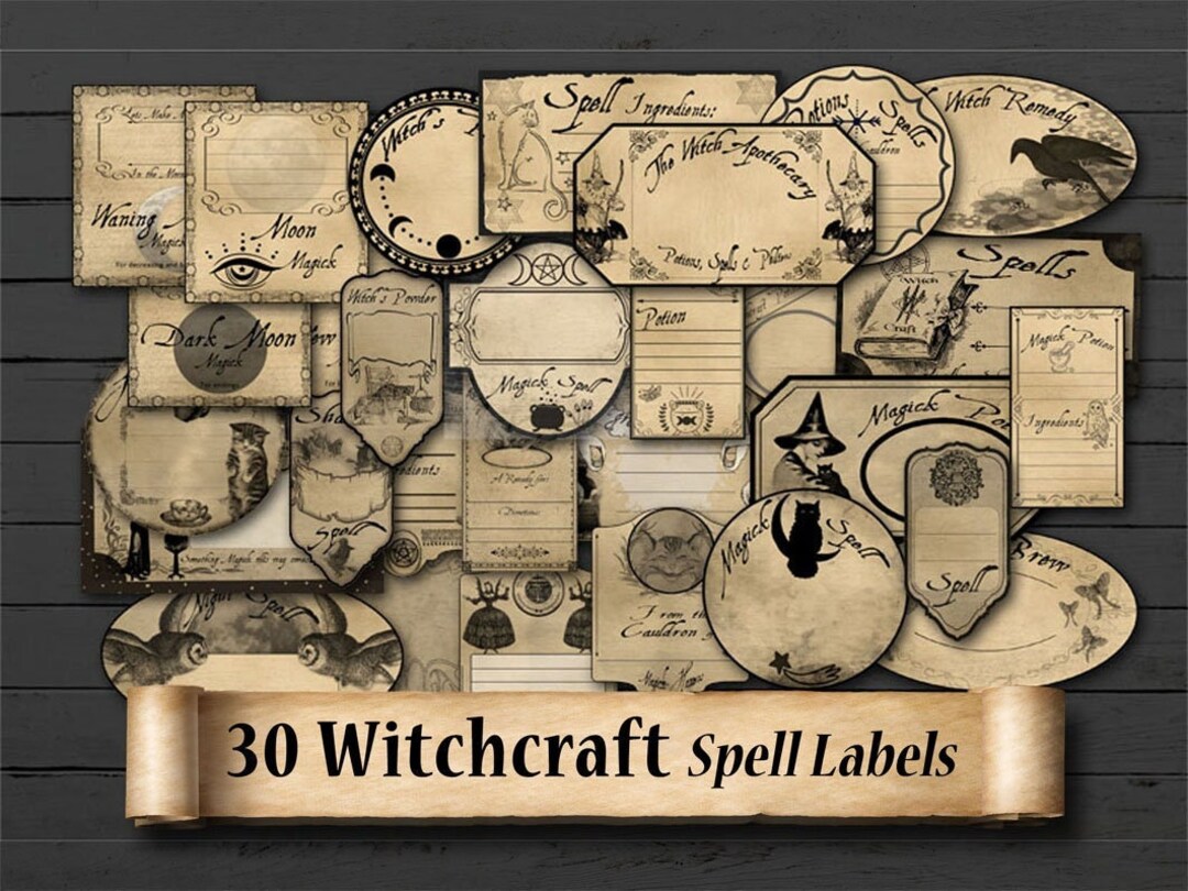 30 Witchy SPELL LABELS, Personalize Your Wicca Spells and Potions ...