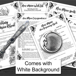 NEW MOON MAGICK 9 Pages, Wicca Witchcraft New Moon Correspondences ...