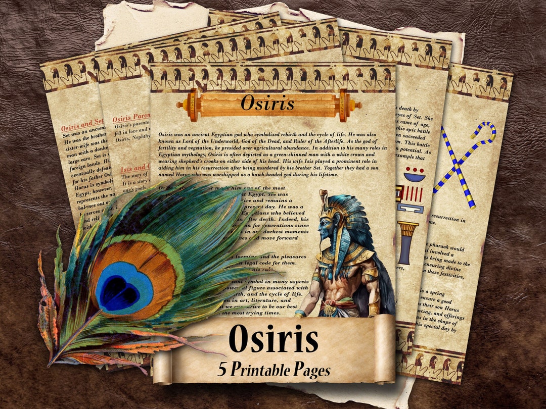 OSIRIS EGYPTIAN GOD, 5 Printable Pages, Mythology and Lore of Ausar the ...