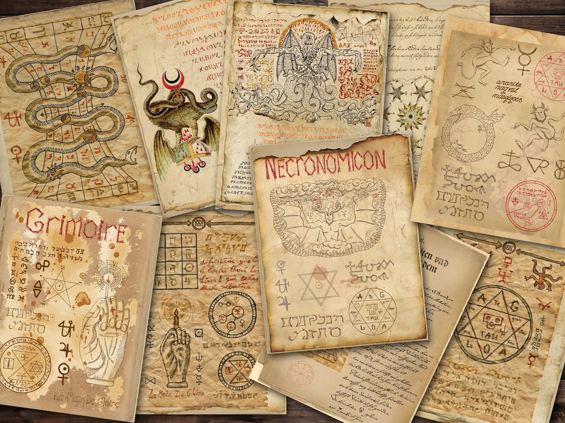 Alchemy Journal: Devil's Bible Grimoire - Occult Sigils, 50 Printable ...