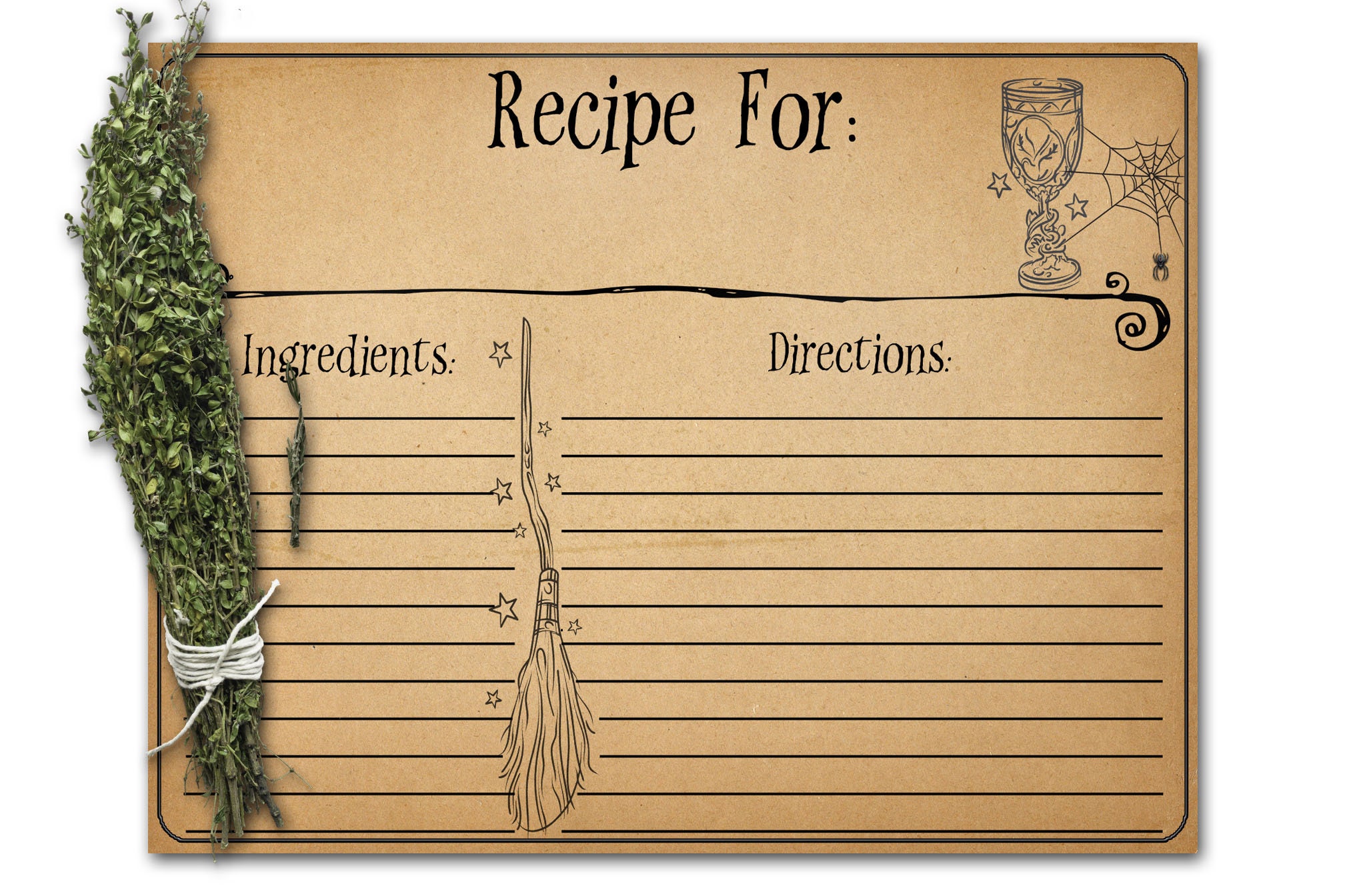 WITCH RECIPE CARDS Kitchen Witch Recipe Cards Printable | Etsy