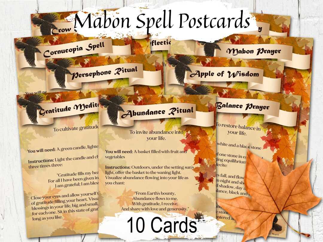 MABON SPELL CARDS, Spells and Magic, 10 Printable Postcards, 5.5" X 4.5 ...
