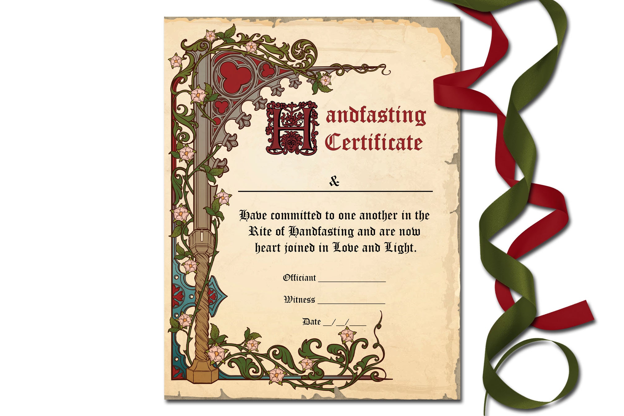 MEDIEVAL HANDFASTING Certificate & Invitation Wicca Pagan | Etsy