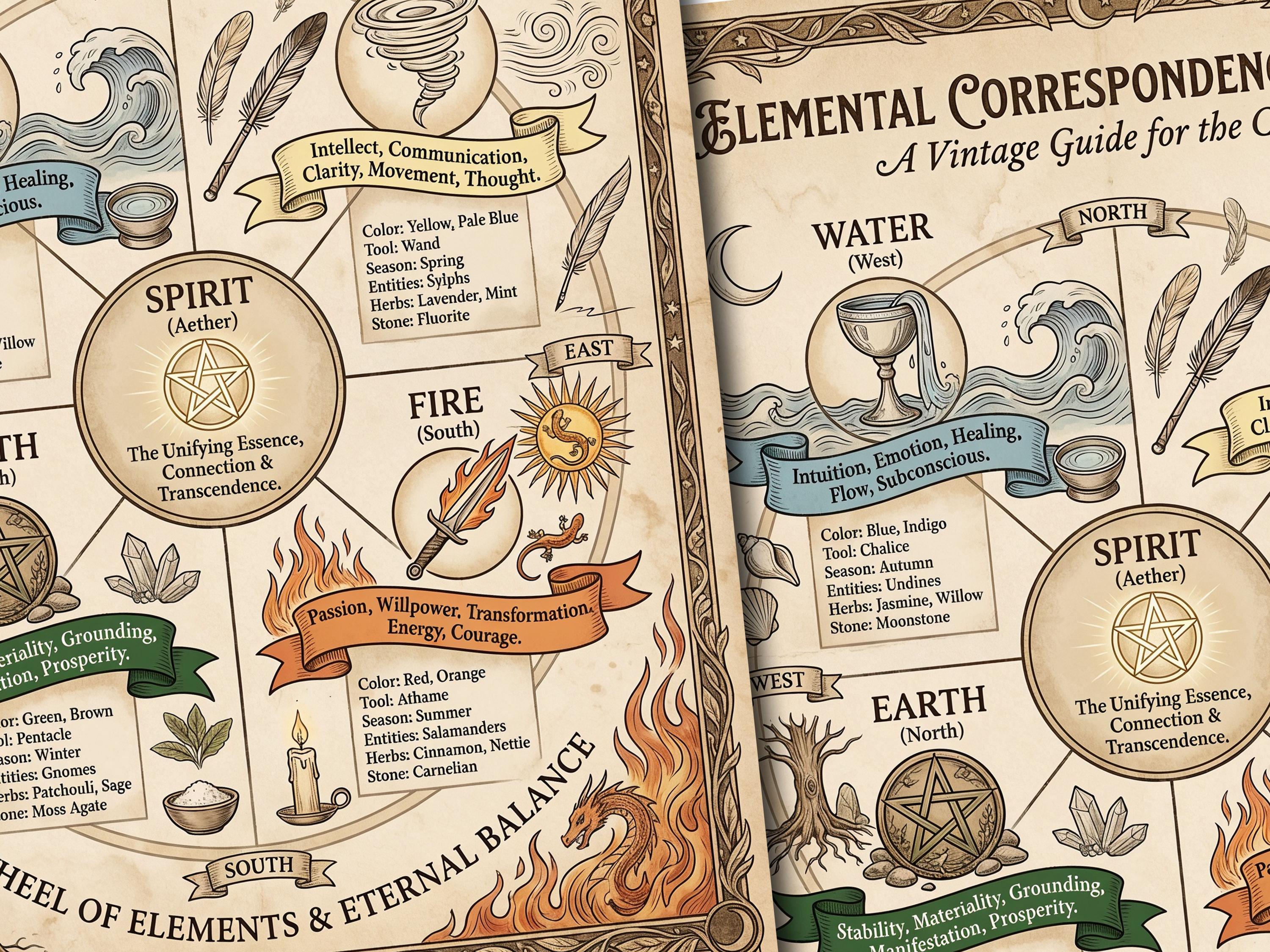 Elemental Magick: Infographic Grimoire Page, Book of Shadows Printable ...