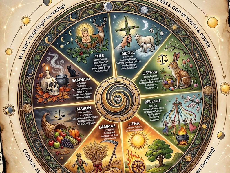 Wheel of the Year: Wicca Infographic, Printable Calendar for Pagan ...
