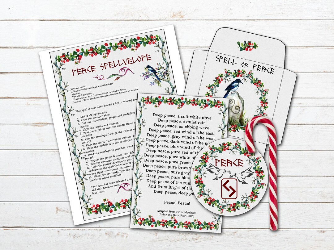 YULE PEACE SPELL Peace on Earth Ornament Paper Magic Yule - Etsy UK