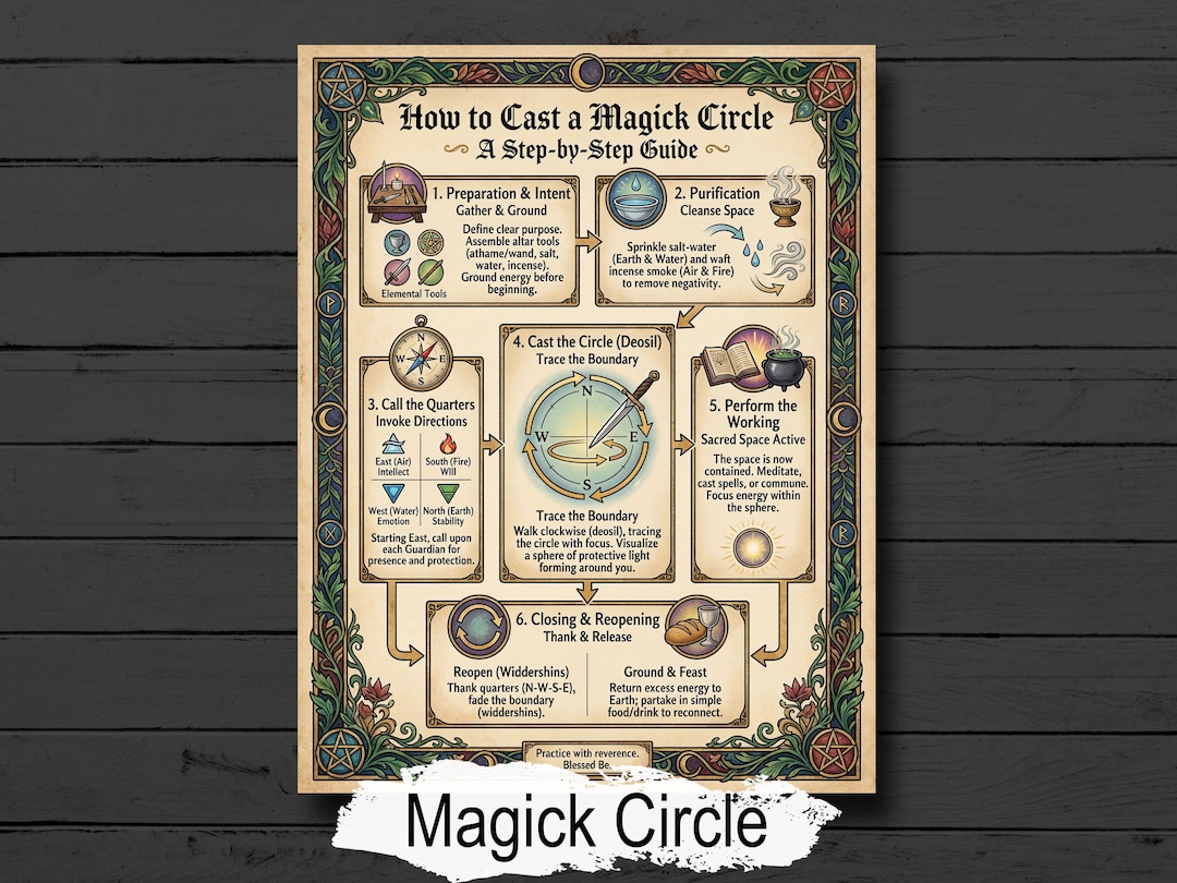 Cast a Magick Circle Infographic: Ritual Magic Guide, for Your Book of ...