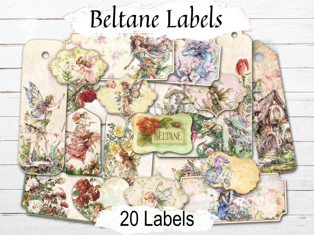 20 BELTANE LABELS, Enchanting Printable Fairy Labels for Wiccan Rituals ...