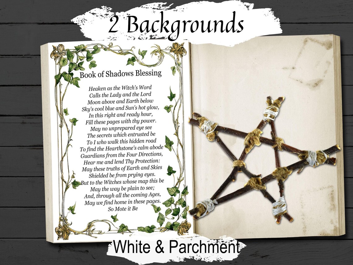 Grimoire Blessing: Wiccan Front Page for Spellbooks and Book of Shadows ...