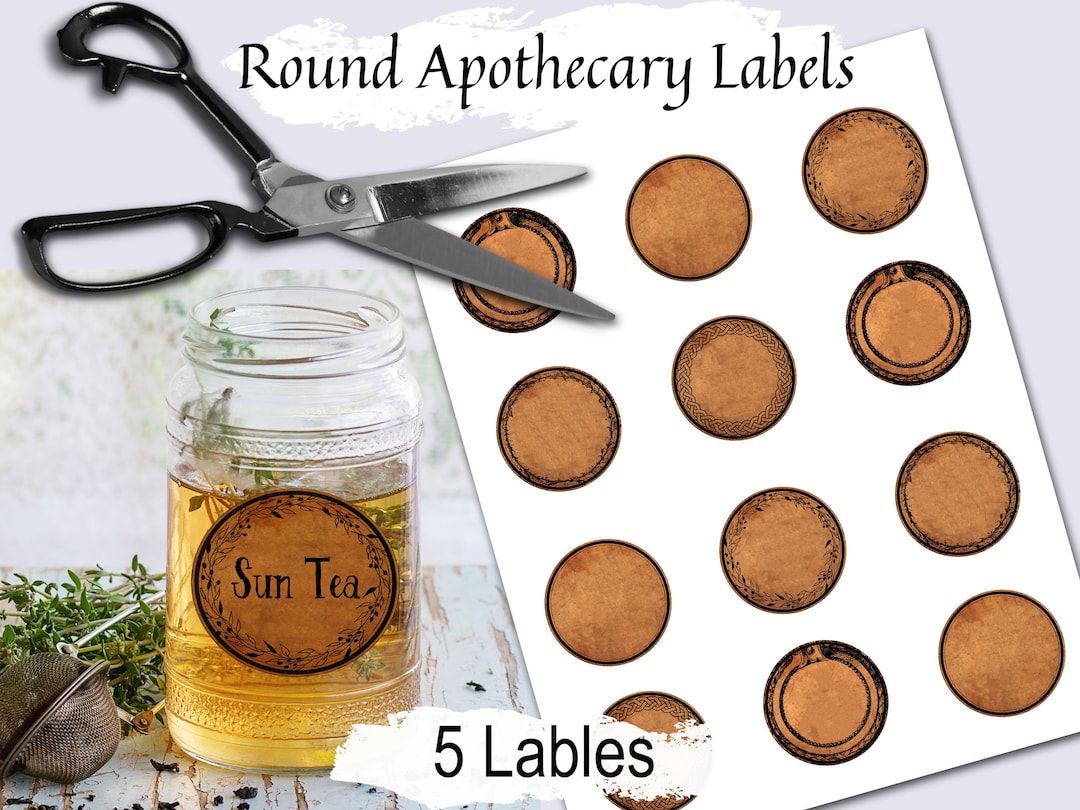 ROUND APOTHECARY LABELS, 5 Labels 2 Sizes, Printable Potion Labels for ...