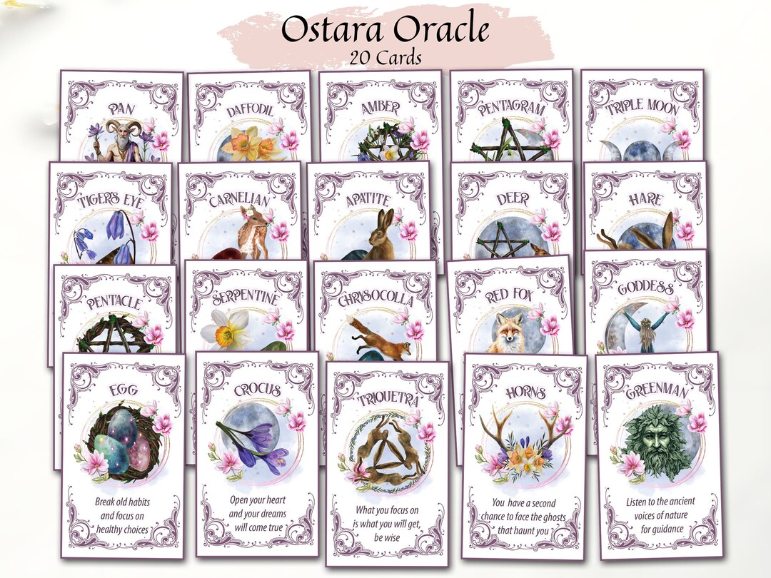 OSTARA ORACLE CARDS, 20 Printable Tarot Messages, Inspirational Altar ...