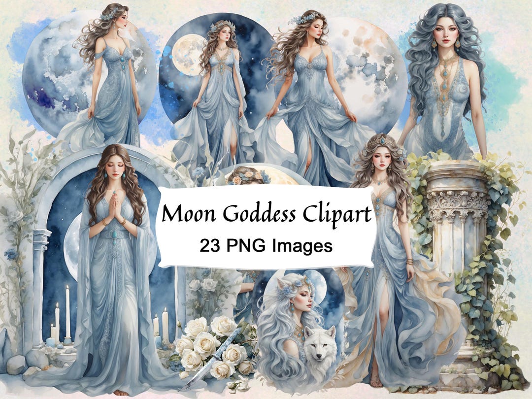 MOON GODDESS Clipart Bundle - Fantasy Wicca Graphics - Commercial Use ...