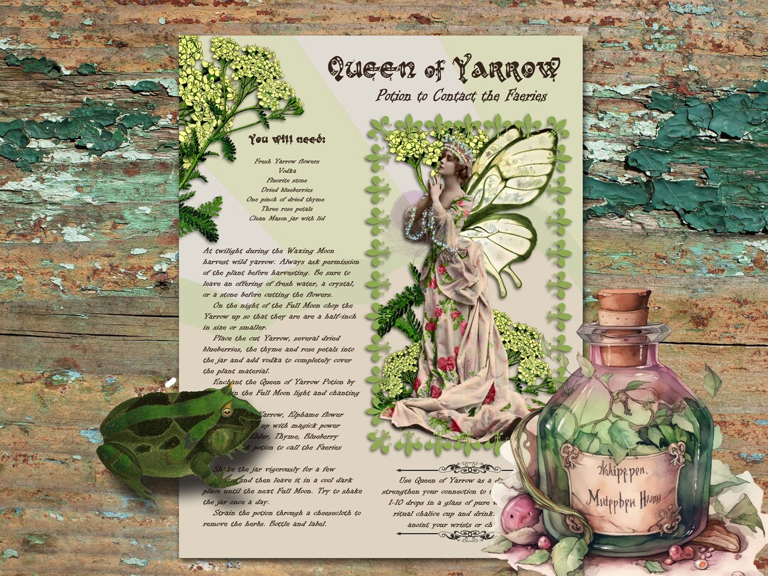 QUEEN of YARROW POTION, Printable Spell to Help Contact Fairies, Open a ...