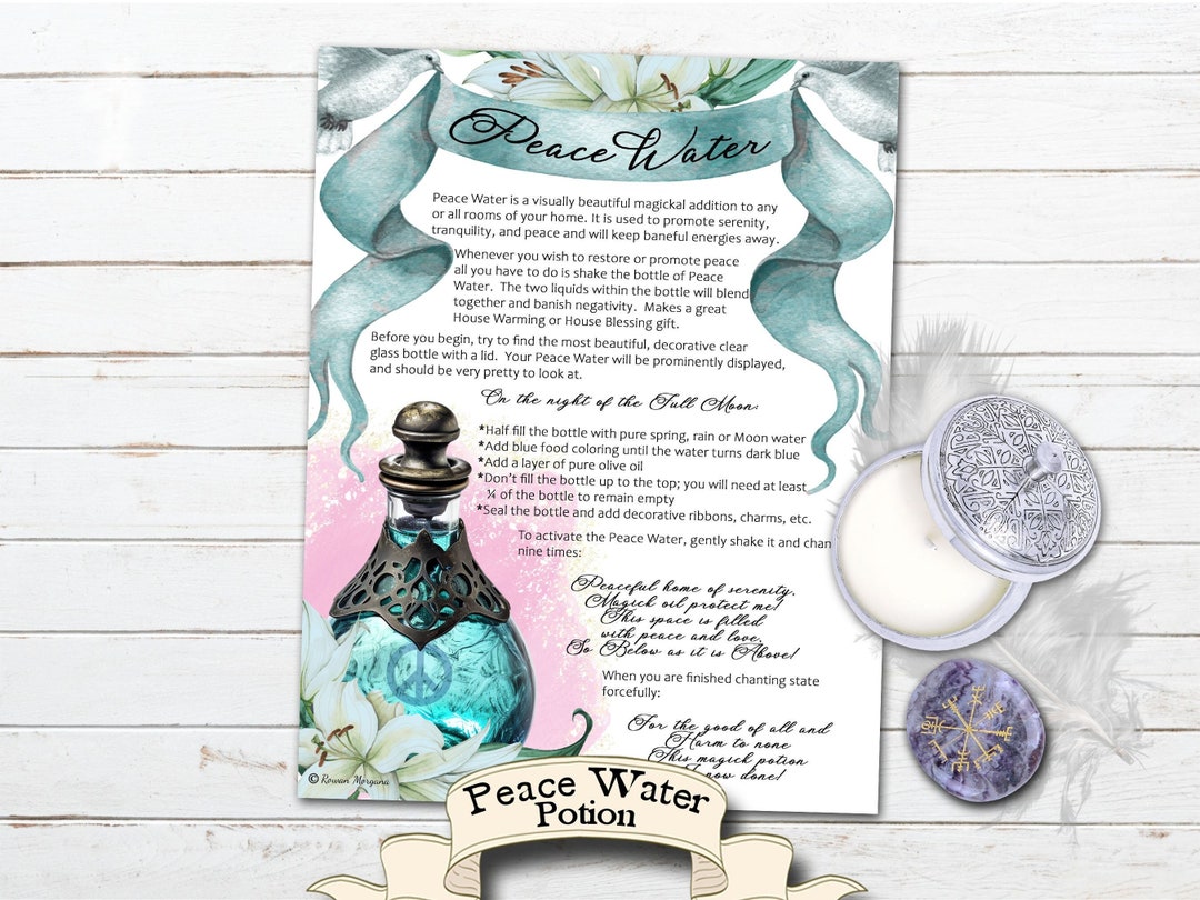 PEACE WATER Printable Recipe, Witchcraft Magic Spell to Bless and ...