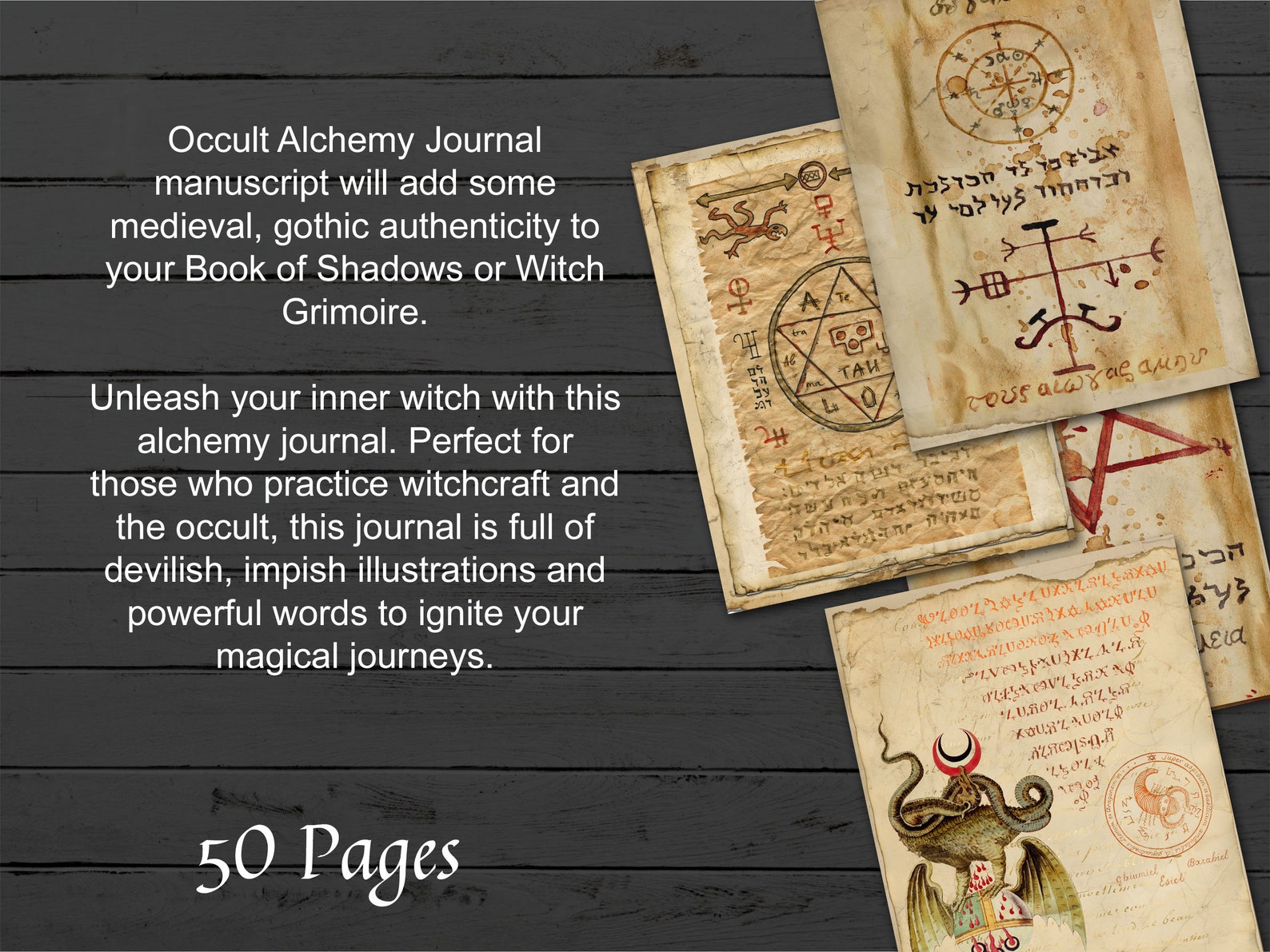 Alchemy Journal: Devil's Bible Grimoire - Occult Sigils, 50 Printable ...