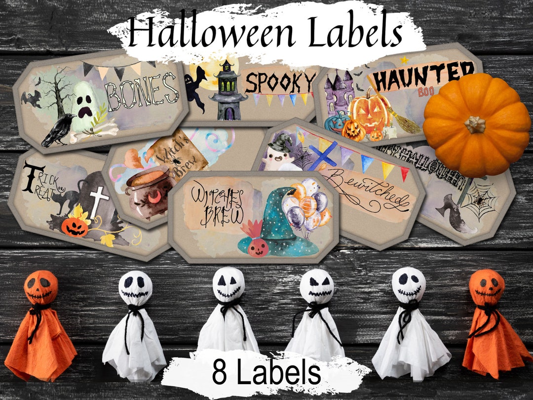 HALLOWEEN LABELS, Spooky Potion Labels, Haunted Black Cat Trick or ...