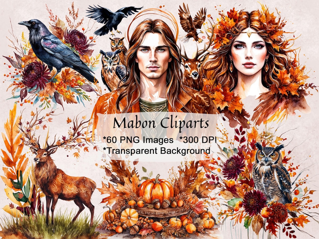 MABON CLIPART, Autumn Equinox, Persephone Morrigan Ishtar, Pagan Ritual ...