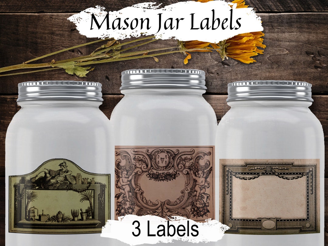 MASON JAR, 3 Large Printable Vintage Labels for Your Potions, Spells ...