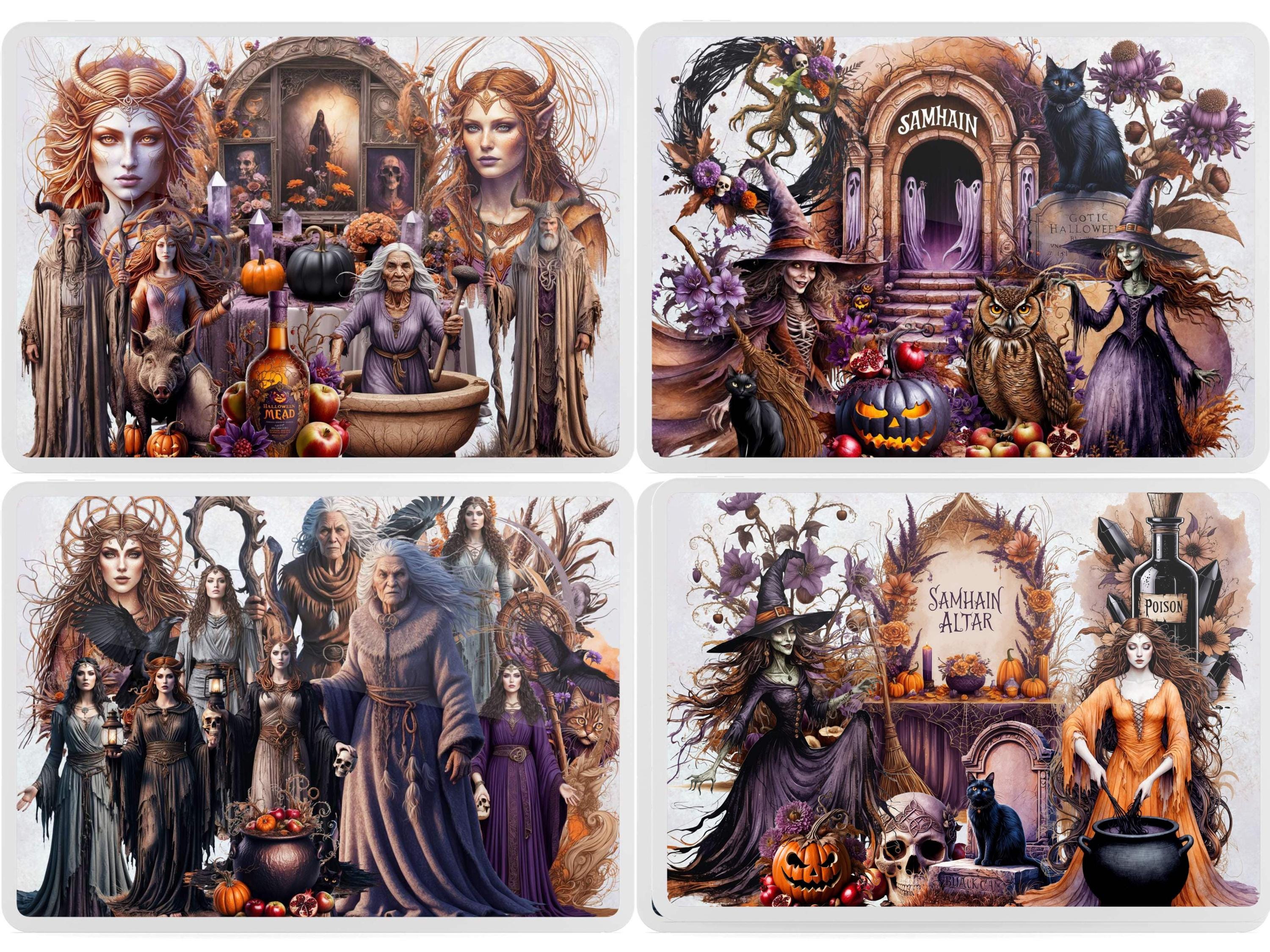 Halloween Clipart Pack: the Morrigan, Samhain Witchcraft Art for ...