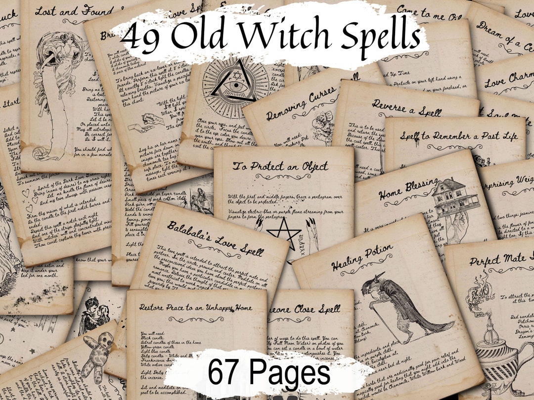 OLD WITCH SPELLS Bundle, 49 Printable Spells, 67 Pages of Old ...