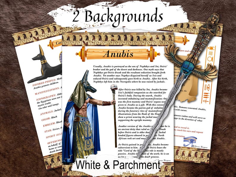 Anubis: Egyptian Jackal God of Mummification, Printable Grimoire Pages ...