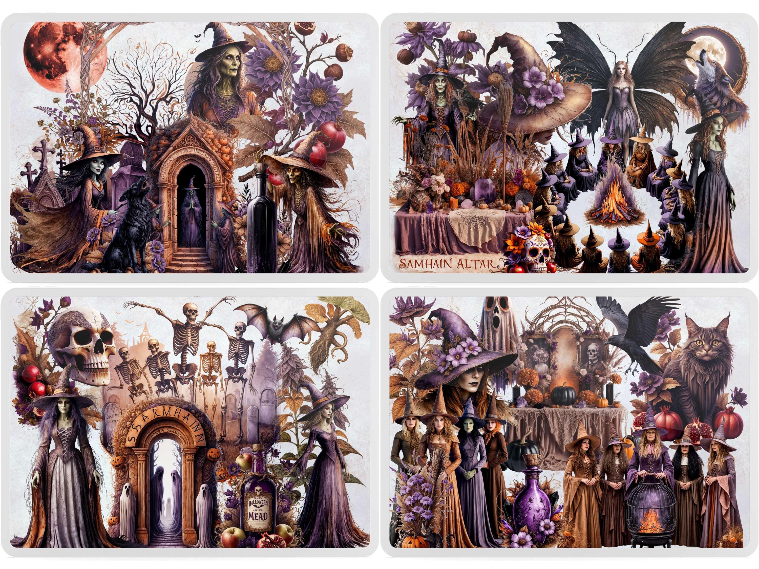 Halloween Clipart Pack: the Morrigan, Samhain Witchcraft Art for ...