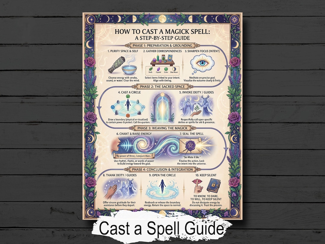Cast a Magick Spell Infographic: Witchcraft Digital Download, Mystical ...