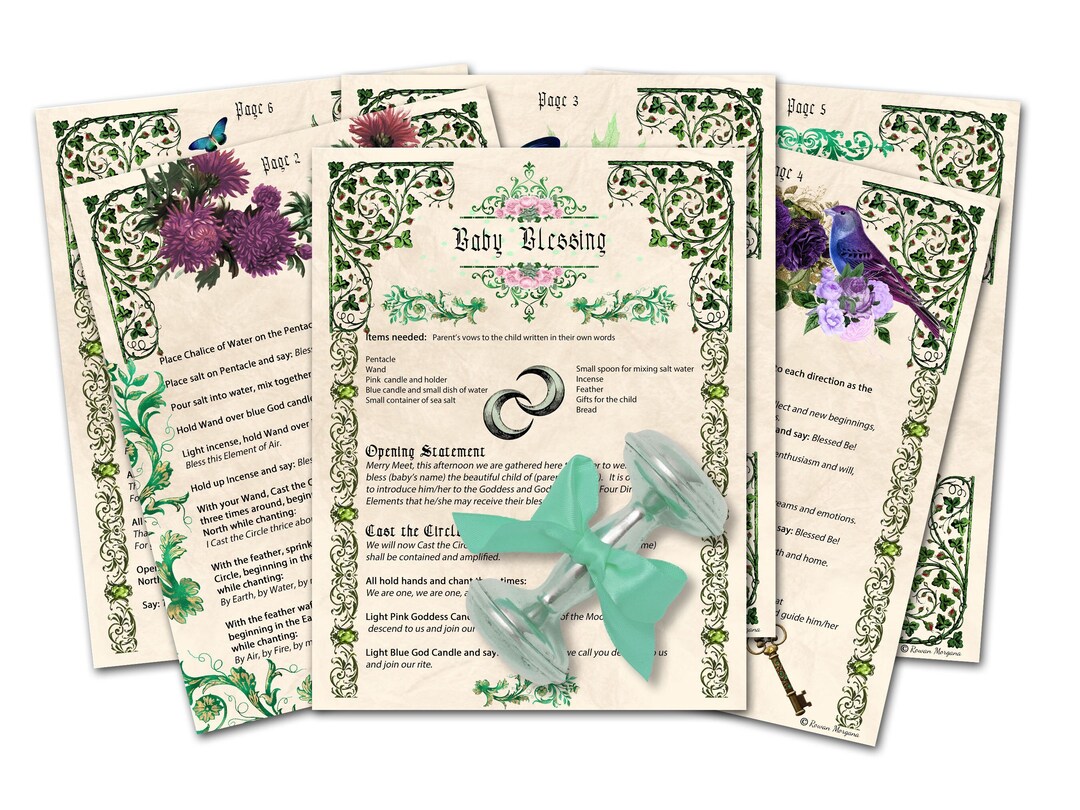 BABY BLESSING 6 Printable Pages, A Complete Wicca Wiccaning Naming ...