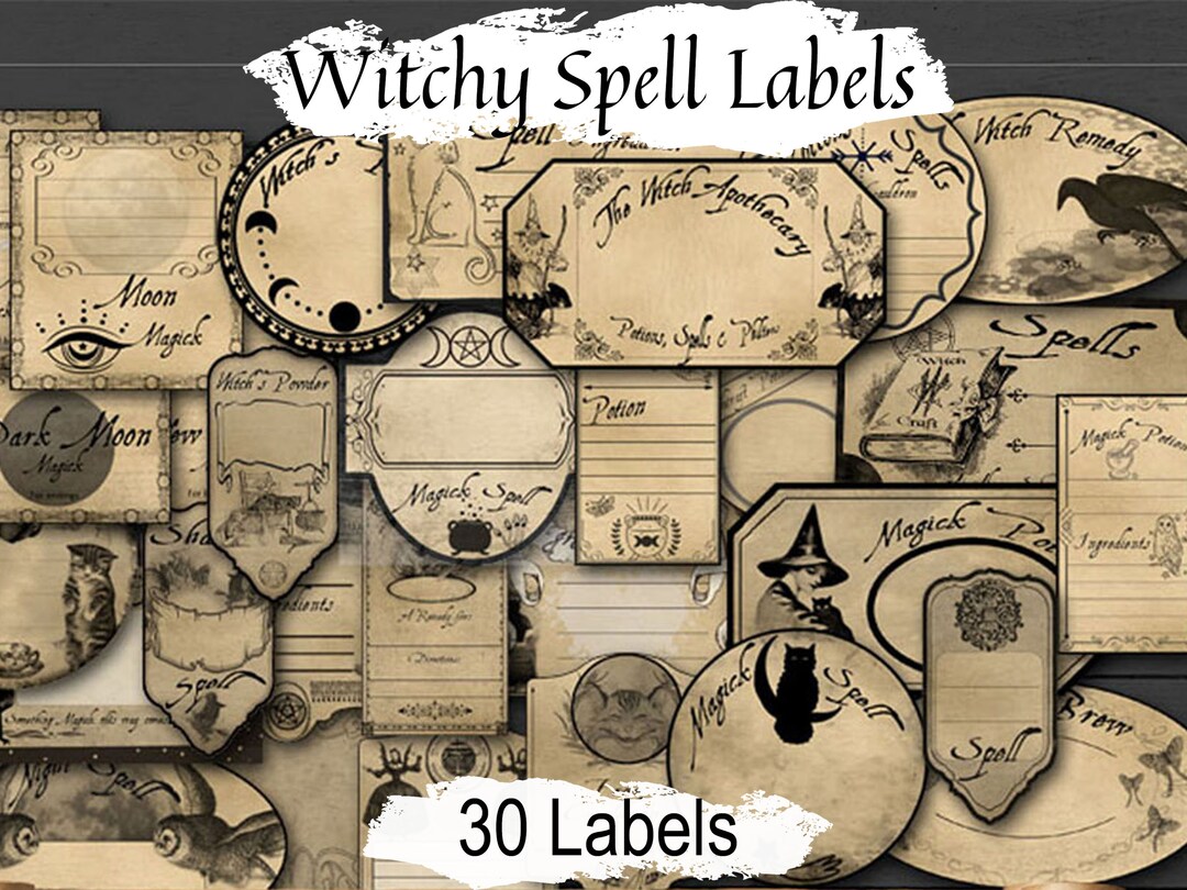 30 Witchy SPELL LABELS, Personalize Your Wicca Spells and Potions ...