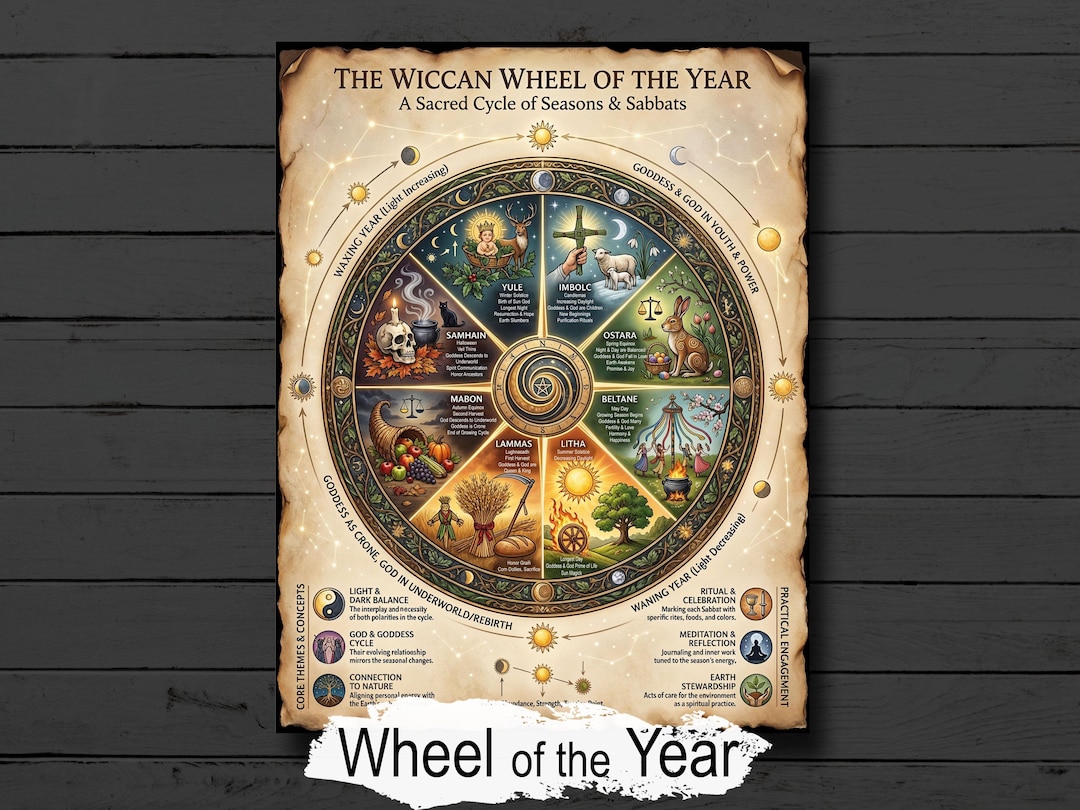Wheel of the Year: Wicca Infographic, Printable Calendar for Pagan ...