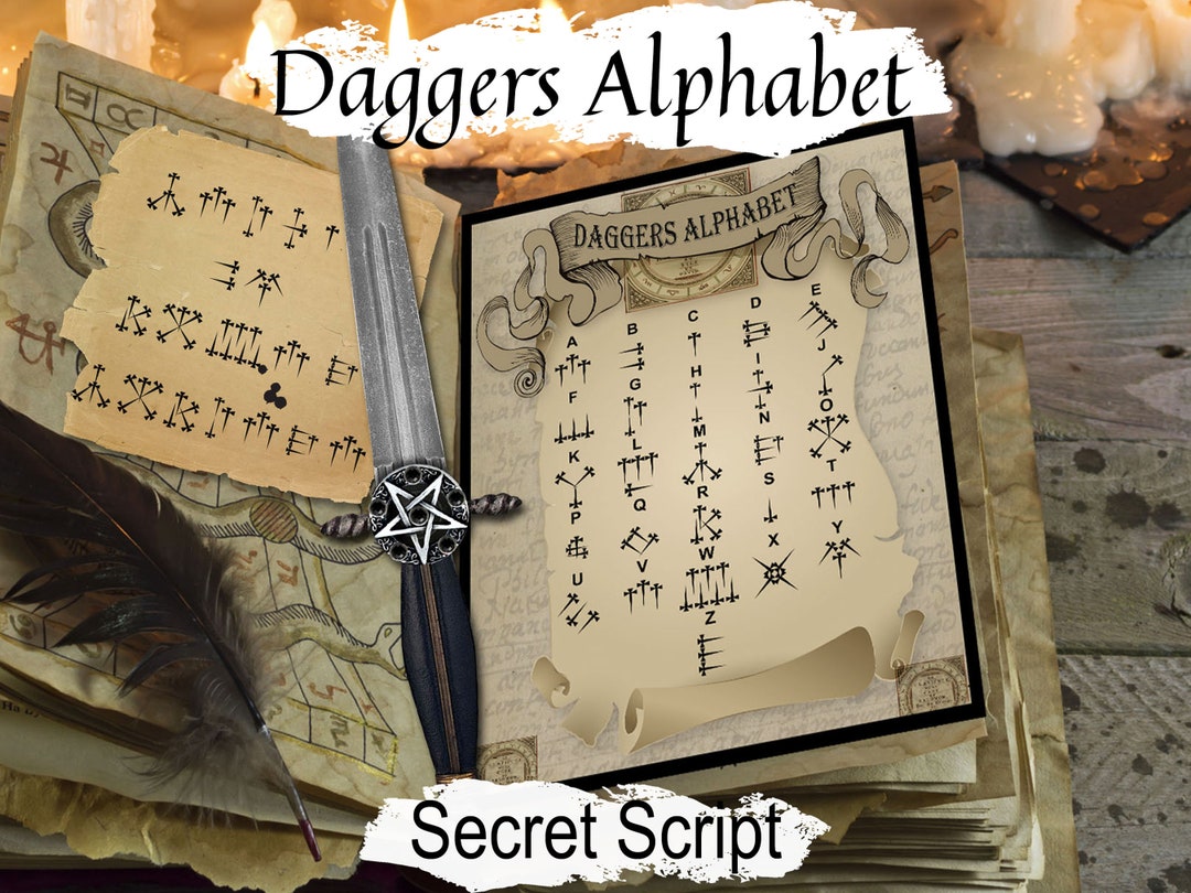 DAGGERS ALPHABET, Witchcraft Occult Secret Script, Arcane Magical ...