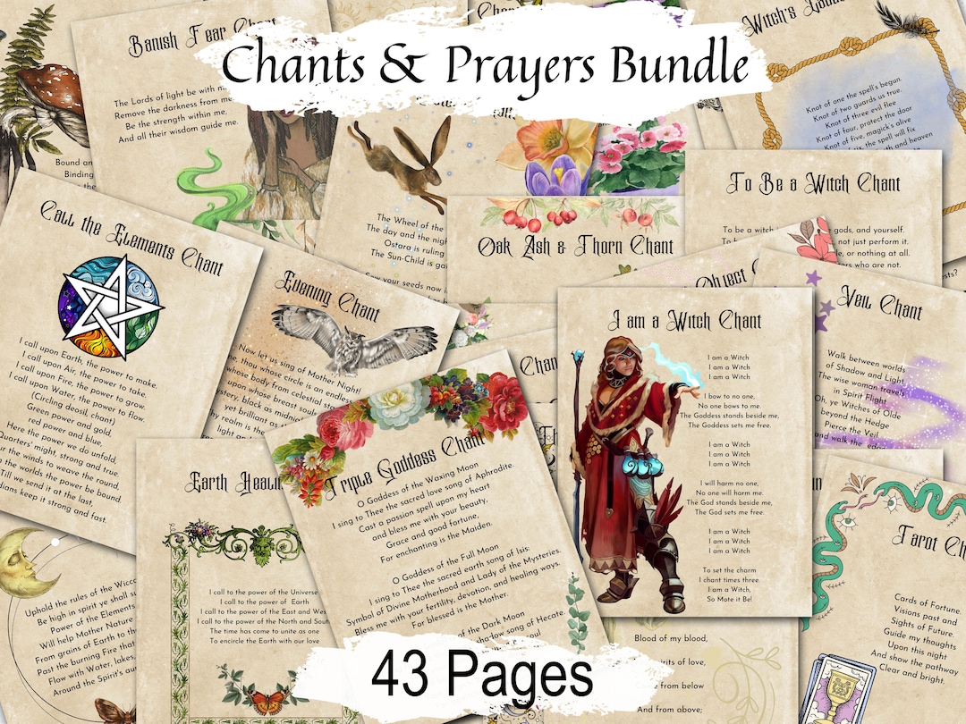 WICCA PRAYER CHANTS Bundle, Pagan Wicca Witch Prayer Book, Honor the ...