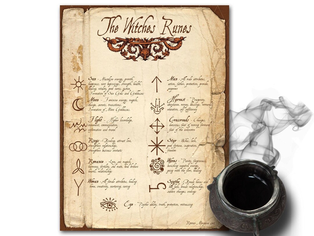 WITCH'S RUNES, A Set of Magick Symbols, Rune Divination Guide ...